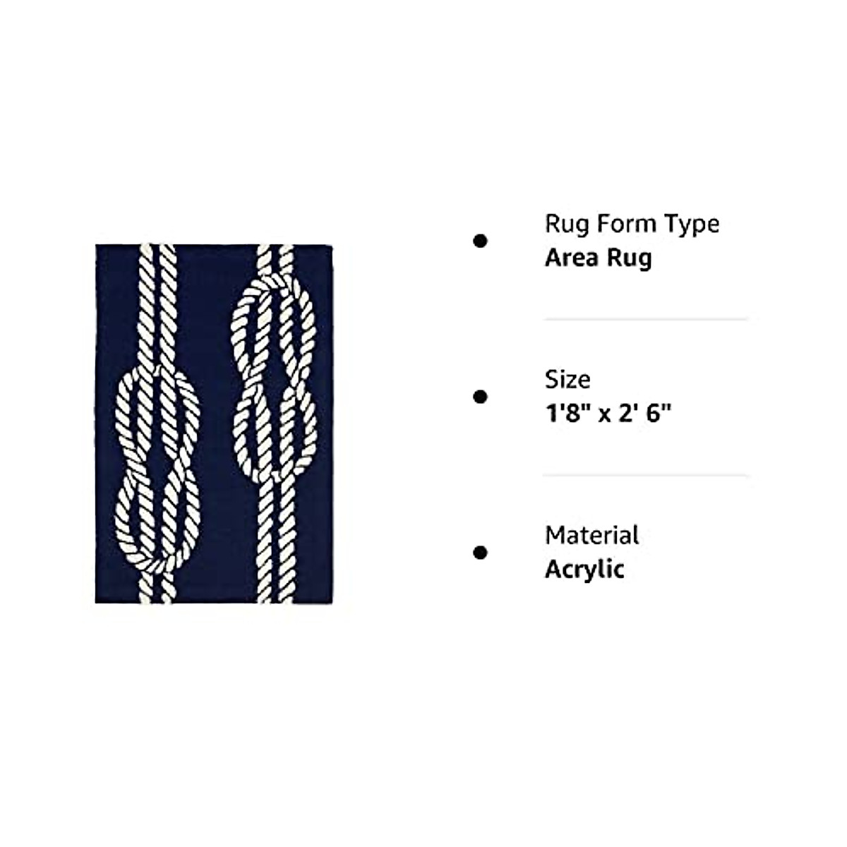 Liora Manne Capri Indoor Outdoor Rug - Nautical, Coastal Beach Theme, Tropical Décor, Comfortable & Durable, UV Stabilized, Stain Resistant Rug, Ropes Navy, 1'8" x 2' 6"