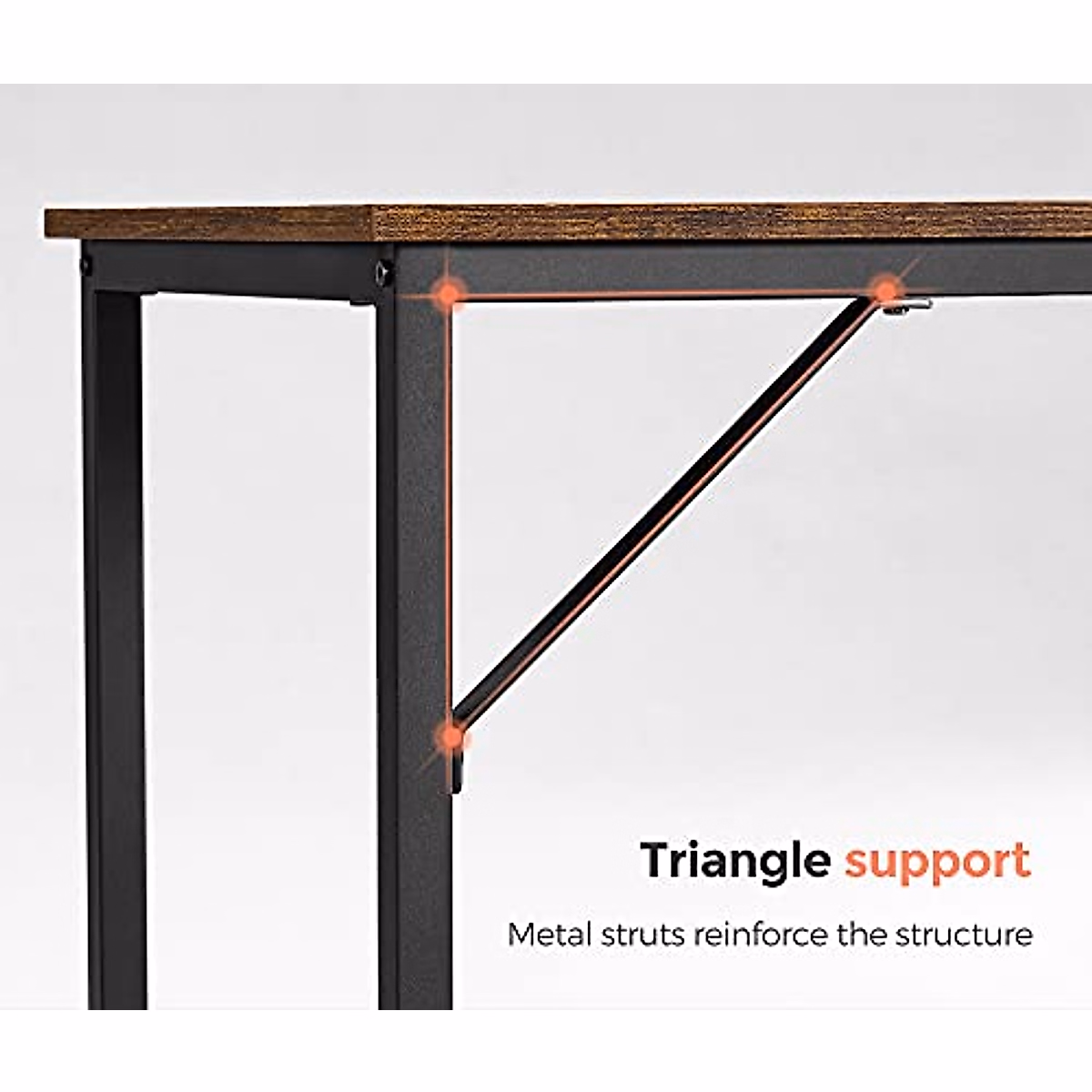 VASAGLE 47.2-Inch Computer Writing Desk, Home Office Small Study Workstation, Industrial Style PC Laptop Table, Steel Frame, Rustic Brown + Black