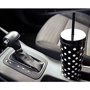 Kate Spade New York Insulated Tumbler with Reusable Straw, Black 20 Ounce Acrylic Travel Cup with Lid, Polka Dots