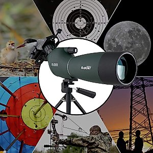SVBONY SV28 25-75X70 Angled Spotting Scopes for Target Shooting, with Tripod, Adjustable Tripod and Desktop Tripod, Birding, Wildlife Viewing