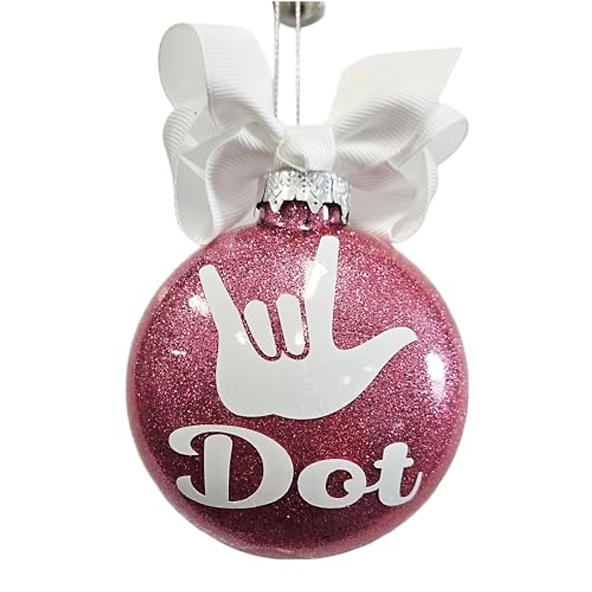 Personalized ASL Christmas Ornament - I love you sign American Sign Language for Deaf or Interpreter - Great gift for her or white elephant gift exchange