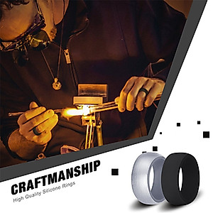 PAMTIER 10 Pack Affordable Silicone Rubber Wedding Bands Durable Comfortable Rings Size 12