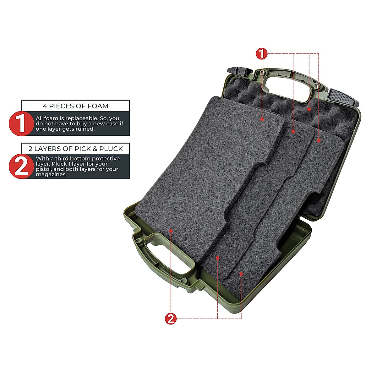 9mm TSA Approved Hard Lockable Gun Case for Pistol Revolver and Handgun | 12.3” inches x 10.5” Airline Compliant Locking & TSA Approved Protective Rubber Sleeve & Cut-Resistant MonoShaft Tactical Gun