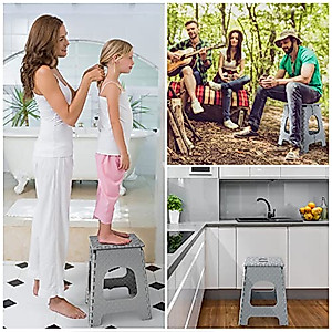 Mueller Folding Step Stool, 18 Inch Heavy Duty Step Stools for Adults and Kids, Lightweight and Portable Foldable Stool for Kitchen, Bathroom, Non-Slip and Sturdy, Holds up to 300lbs, White