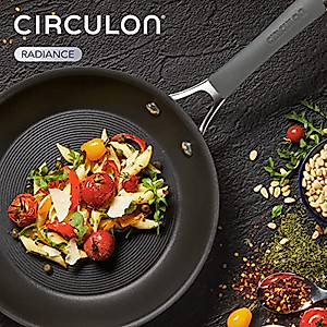 Circulon Radiance Hard-Anodized Nonstick Straining Saucepan, 3-Quart, Gray