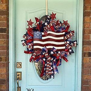 Rustic Metal Antique Hanging American Flag Wall Decor Patriotic Garden Porch Indoor Outdoor Wall Art, 4th of July Decoration