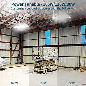 Xbuyee (2 Pack) LED High Bay Shop Light 2FT Commercial 165W 23100 Lumens 5000K 100-277V Dimmable, Linear Hanging Bay Lights for Warehouse Workshop Supermarket Stadium, Power Tunable 165W/110W/80W