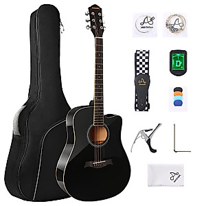 AODSK Acoustic Guitar Beginner Full Size 41 Inch Guitar+ Guitar Wall Mount 2 Pack