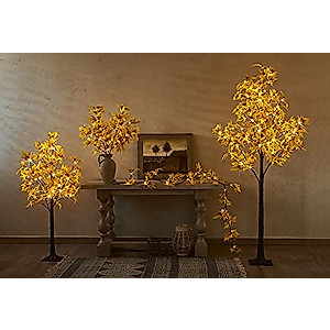 LITBLOOM Fall Tree with Lights 4FT 48 Warm White LEDs, Lighted Maple Tree Plug in for Autumn Thanksgiving Harvest Fall Decoration Indoor Outdoor