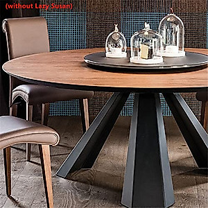 LAKIQ Minimalist Dining Table Brown Kitchen Table Solid Wood Round Table Metal Legs-Without Lazy Susan(35.4" L x 35.4" W x 29.5" H)