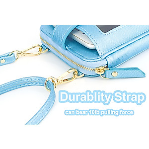 Womens Small Crossbody Bag Shoulder Purse Touch Screen Cellphone Wallet Handbag (A-Ice Blue)