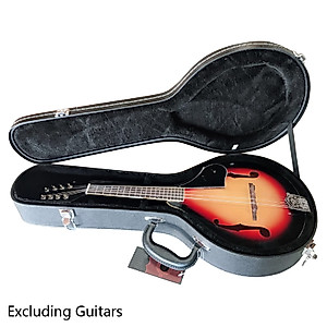 Ktaxon A-Style Mandolin Hard Case, Deluxe Leather Hard-Shell Carrying Case, Wooden Protective Case with Plush Interior