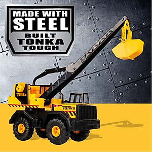 Tonka Steel Classics Mighty Crane - Made with Steel & Sturdy Plastic, Yellow Toy Construction Truck, Boys and Girls, Kids, Toddlers, Ages 3+