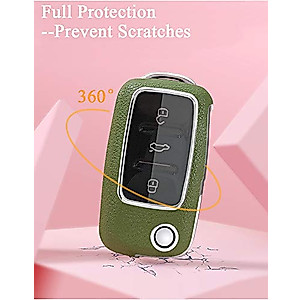 SANRILY Flip Key Fob Cover for Volkswagen Jetta Passat Golf Beetle GTI Polo for Touran Keyless Remote Key Case ABS Plastic Leather Key Protective Shell with Keychain Pink