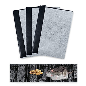 SEEKBIT 3 Pack Rat Sticky Traps XXL, Black Fabric Catching Mouse Glue Trap for Mice and Rats, Enhanced Stickiness Trapping Pads Work for Snakes Spiders Roaches House - 78.74x13.8