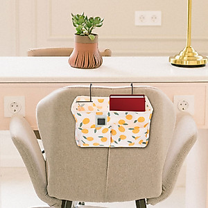 ARTIBETTER Fruit Hanging Basket Orange Bedside Cotton Linen Hanging Storage Bag Bed Storage Pocket Organizer Pouch Diaper Stacker for Bed Crib Craddle Baby Clothes Organizer Storage Bed Frame