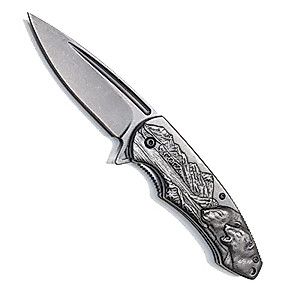 Polar Bear Handle, Survival Pocket Knife, Stonwash