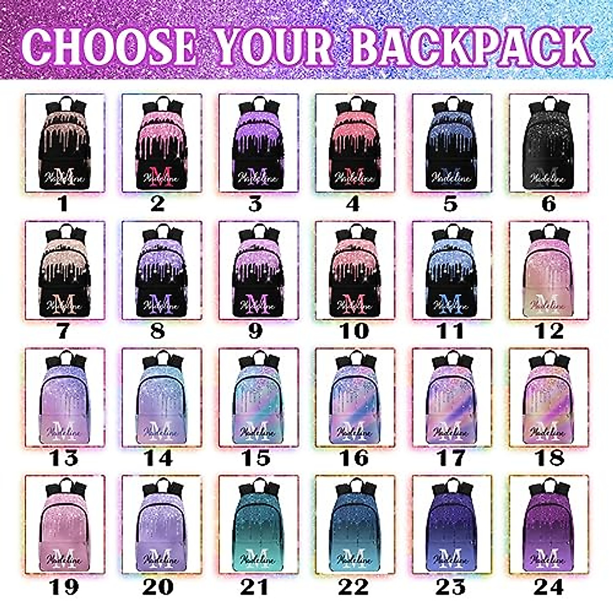 MyPupSocks Customized Backpacks Girls Backpacks for Teen Girls Girls Backpack School Bags Girls Backpack and Lunch Bag for Girls