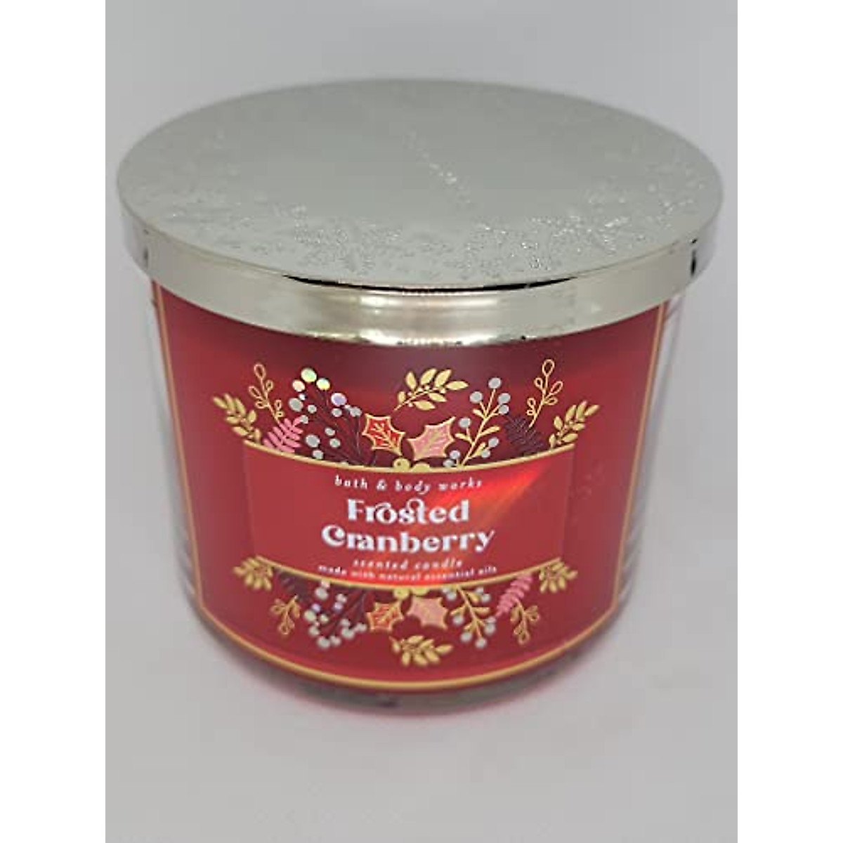 Bath & Body Works, White Barn 3-Wick Candle w/Essential Oils - 14.5 oz - 2021 Christmas Scents! (Frosted Cranberry)