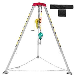 BestEquip Confined Space Tripod 8' Legs, 1800lbs Winch Confined Space Kit, 98' Cable Confined Space Rescue Tripod, with 32.8' Fall Protection, for Traditional Confined Spaces