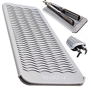 ANGENIL Professional Silicone Heat Resistant Mat Pouch for Hair Straightener, Curling Iron and Flat Iron, Portable Travel Mat and Cover for Hair Styling Tools, Grey