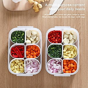 MANMAOHE Fridge Food Storage Containers with Lids Airtight Refrigerator Food Fresh Box with 6 Pcs Detachable Drain Basket Vegetables Sealed Keeper for Ginger Garlic Onion