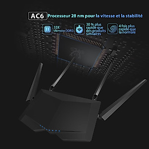 Tenda AC1200 Dual Band WiFi Router, High Speed Wireless Internet Router with Smart App, MU-MIMO for Home (AC6),Black