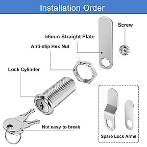 Cylinnda Cabinet Locks with Keys, 1-1/2" Long Cam Locks keyed Alike, Cabinet Cam Lock Set for Cabinets RV Storage Locks Tool Box Lock Thick Drawer, Zinc Alloy (2 Pack, 1-1/2 Inch)