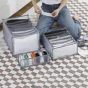 Wardrobe Clothes Organizer Clothes Storage Baskets for Jeans, Gym Clothes, Dacall 7 Grids Compartment Storage Box Closet, Folding Drawer Mesh Separation Organizer, Portable, Washable, S