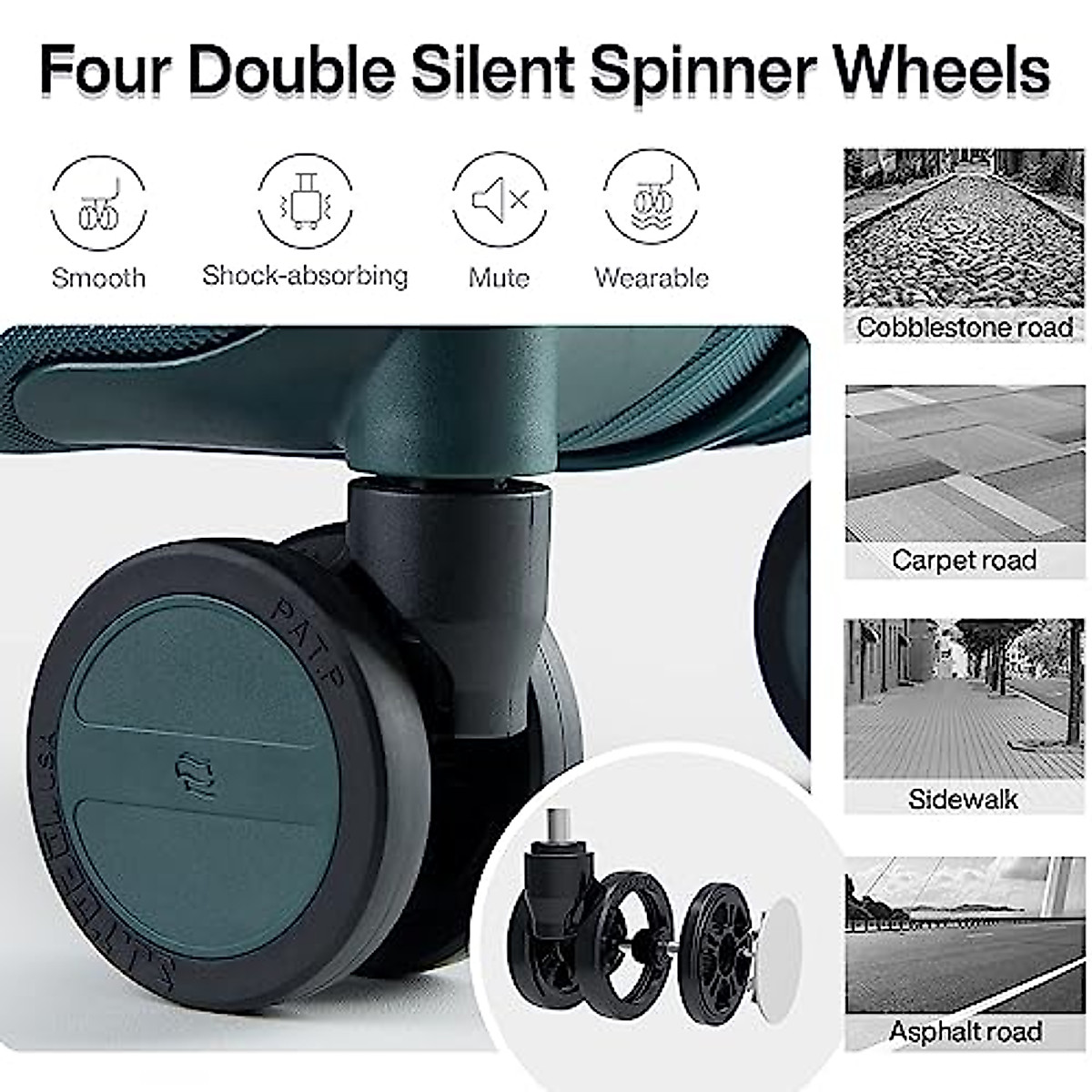 Hanke 26 Inch Luggage Large Suitcase With Spinner Wheels Tsa Luggage Suitcases Traveler's Choice Hard Case Luggage For Women & Men Rolling Checked Luggage（Blackish Green）