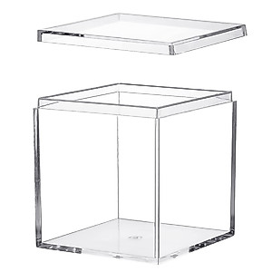 Acrylic Box Clear Box with Lid Plastic Square Cube for Display Small Acrylic Containers Jewelry Birthday Wedding Easter Party Decoration Lucite Box 3.4x3.4x3.4Inch