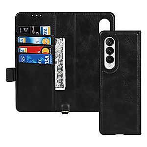 EAXER for Samsung Galaxy Z Fold 3 5G Luxury Leather Wallet Case Cover with S Pen Slot PU Leather Flip Folio Case with Card Slots RFID Blocking Kickstand Phone Cover for Z Fold3 5G (2021) - Black