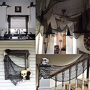 Whaline Halloween Black Creepy Cloth 276 x 87 inch Spooky Halloween Decoration for Haunted Houses Party Supplies