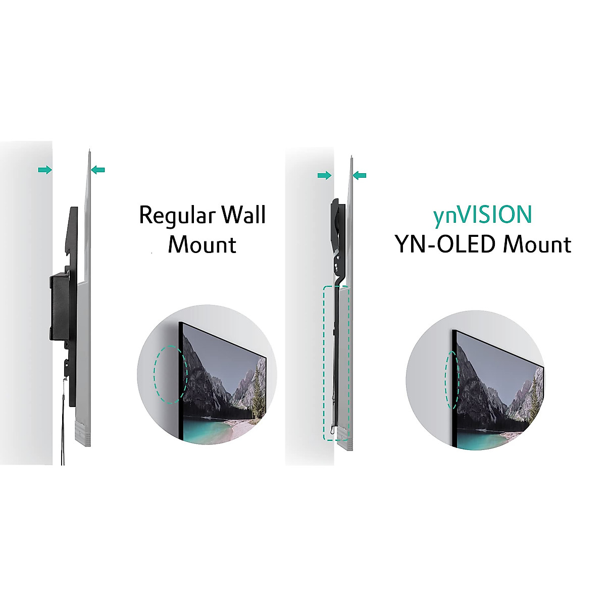 ynVISION.DESIGN Ultra Slim Design TV Wall Mount Bracket for OLED TVs | Compatible with LG and Samsung OLED TVs | 43" - 80" (43"-80", Pack of 1)