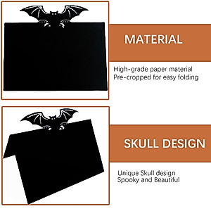 Halloween Bat Place Cards Black Blank Place Cards Table Tent Cards Food Tent Labels, Seating Place Cards for Halloween Party Wedding Anniversary Table Decor, 25pcs