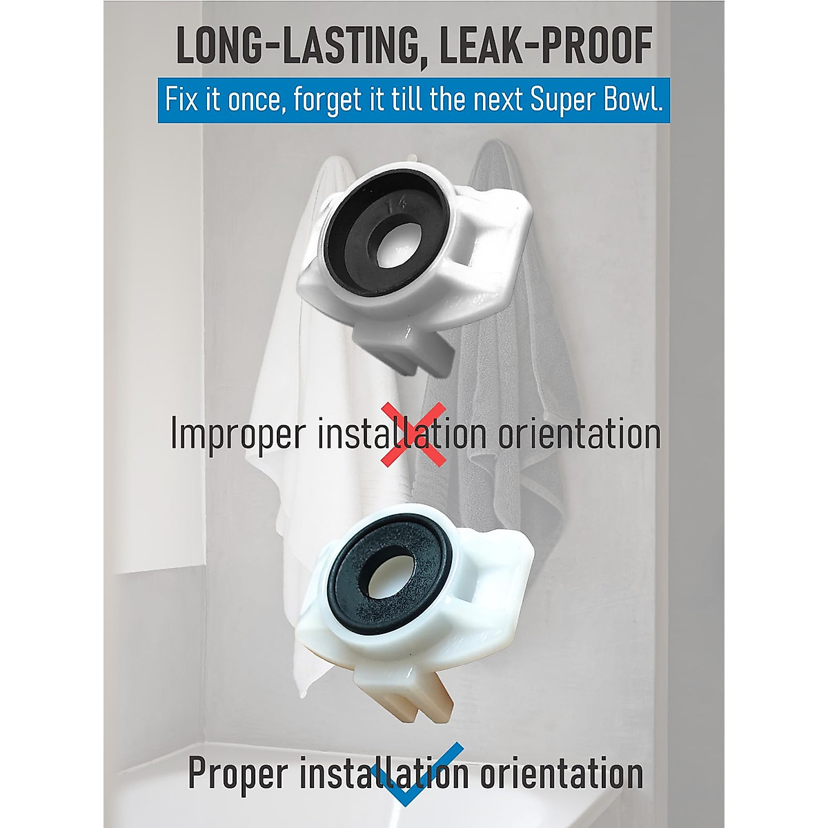 KootesDay 2-Pack Universal Tub Spout Diverter Repair Kit - Fix Leaky Bathtub Faucet in 3 Min with Valve Stems, Cup Seals & Gates, Leak-Proof Bathtub Faucets Repair Replacement Parts (Brushed Nickel)