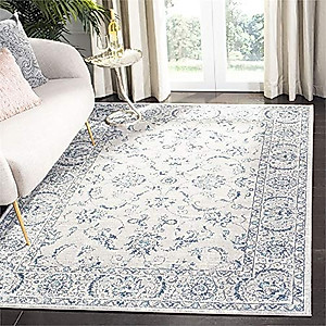 SAFAVIEH Brentwood Collection 9' x 12' Light Grey/Blue BNT854G Oriental Floral Scroll Non-Shedding Living Room Bedroom Dining Home Office Area Rug