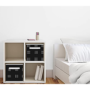 Sweet Jojo Designs Black and White Boho Mudcloth Foldable Fabric Storage Cube Bins Boxes Organizer Toys Kids Baby Set of 2 Bohemian Woodland Tribal Southwest Geometric Mud Cloth Hatch Triple Line
