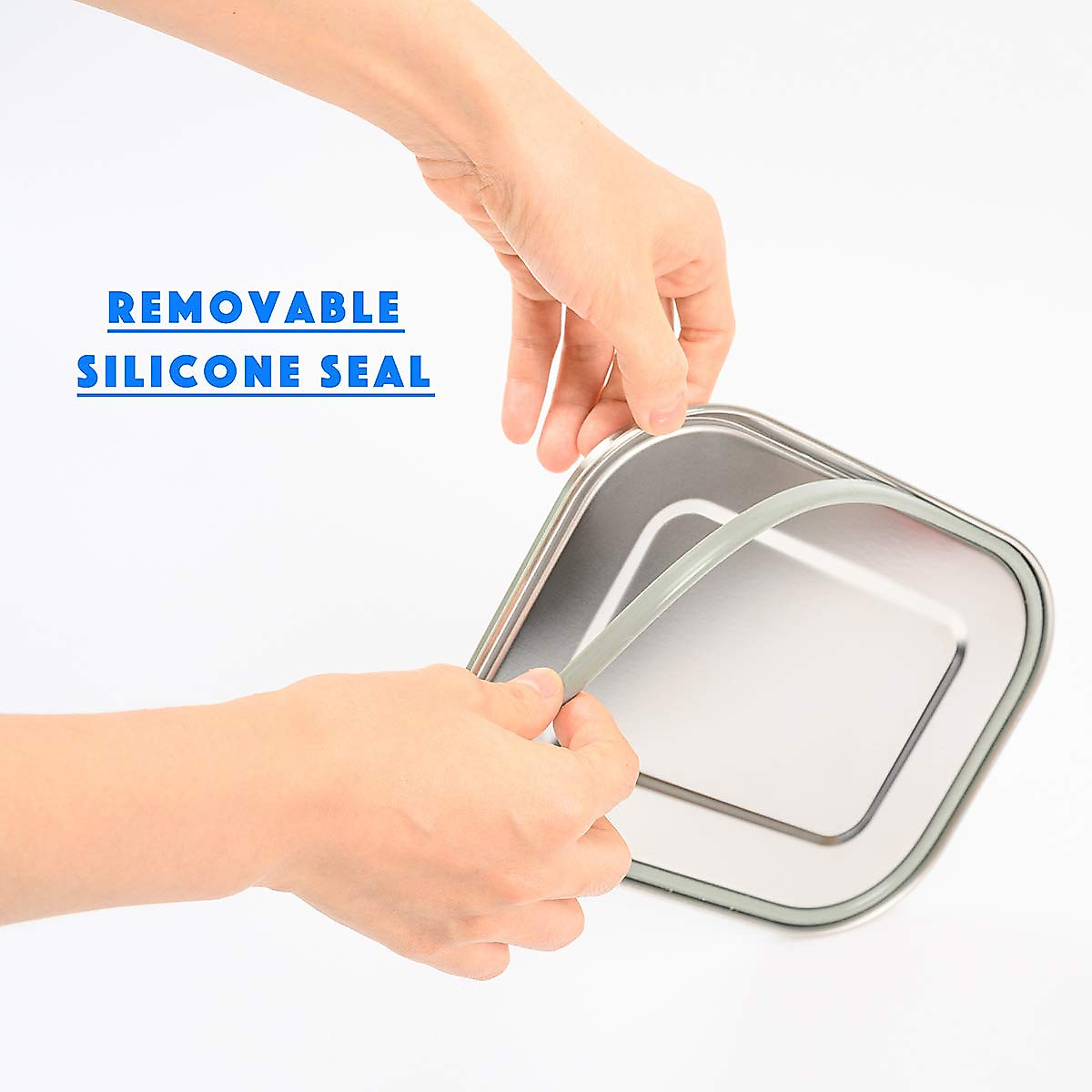 Stainless Steel Bento Box Lunch Containers For Adults Leakproof 3 Compartment Metal Bento Lunch Box Food Container For Over 5 Years Old Kids (1400ml/47oz)