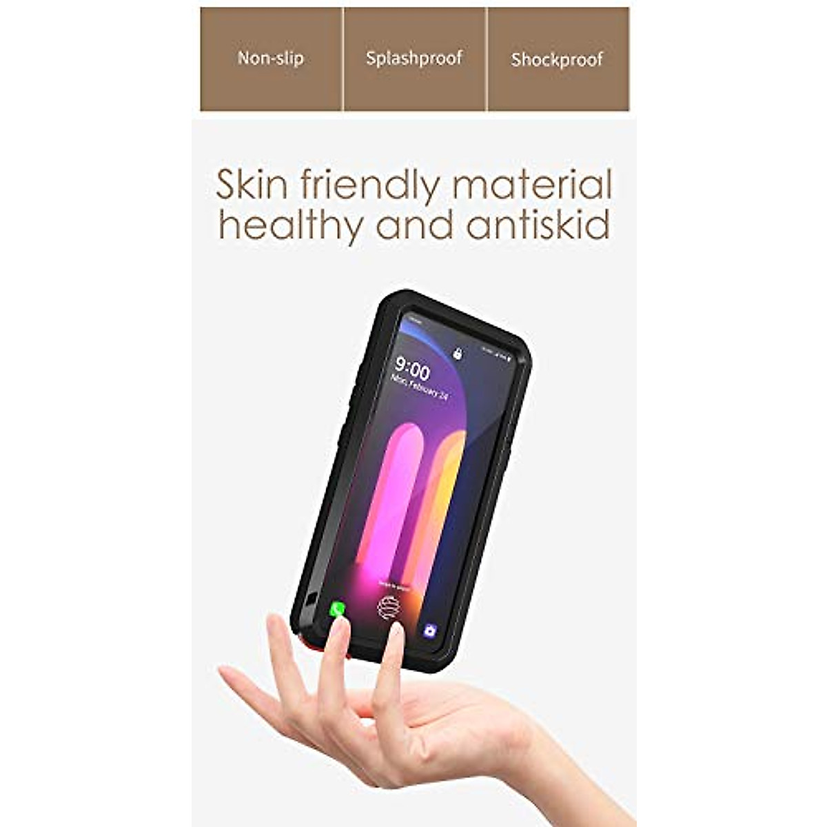 LOVE MEI Metal Case for LG V60/LG V60 ThinQ, Heavy Duty Robust Military Bumper Aluminum Metal Case Dustproof Shockproof Splashproof Full Body Protection Case Cover with Tempered Glass (Black)