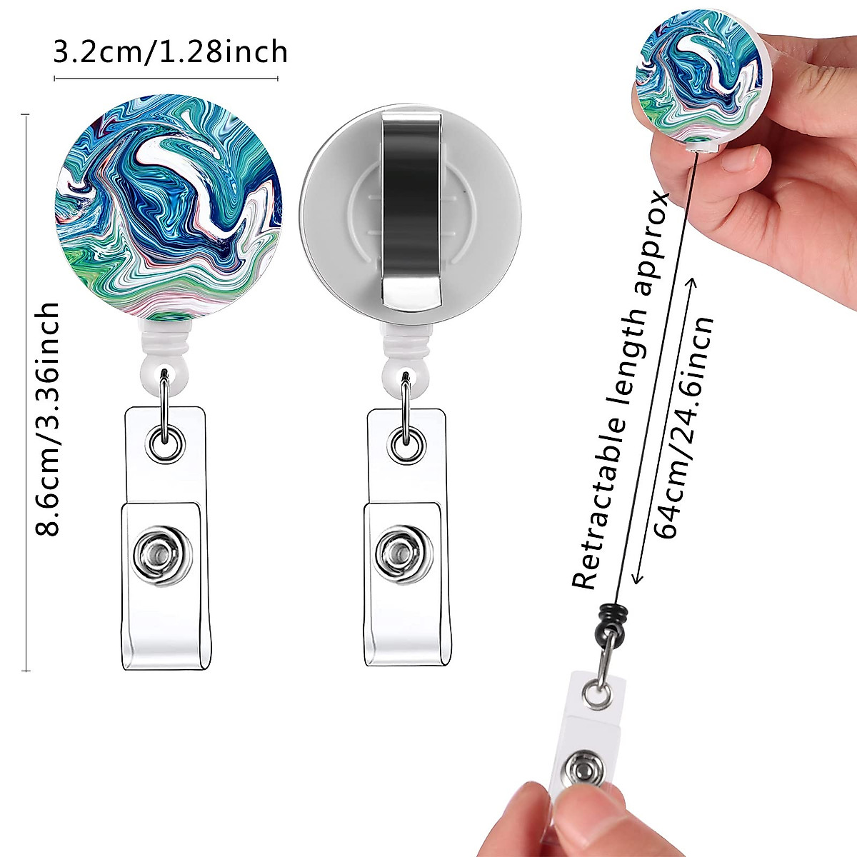 16 Pack Badge Reels Retractable for Nurses ID Badge Holder with Clip Retractable Badge Clip Retractable Badge Holders Nurse Badge Reel