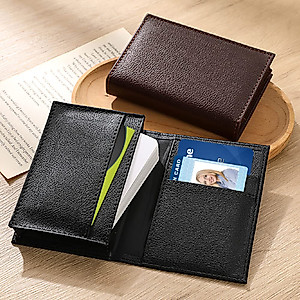 Olanpei 2 Pack Leather Business Card Holder for Men Women, Large Space for 40 Business Cards Wallet Credit Card Holder （Black/Brown）