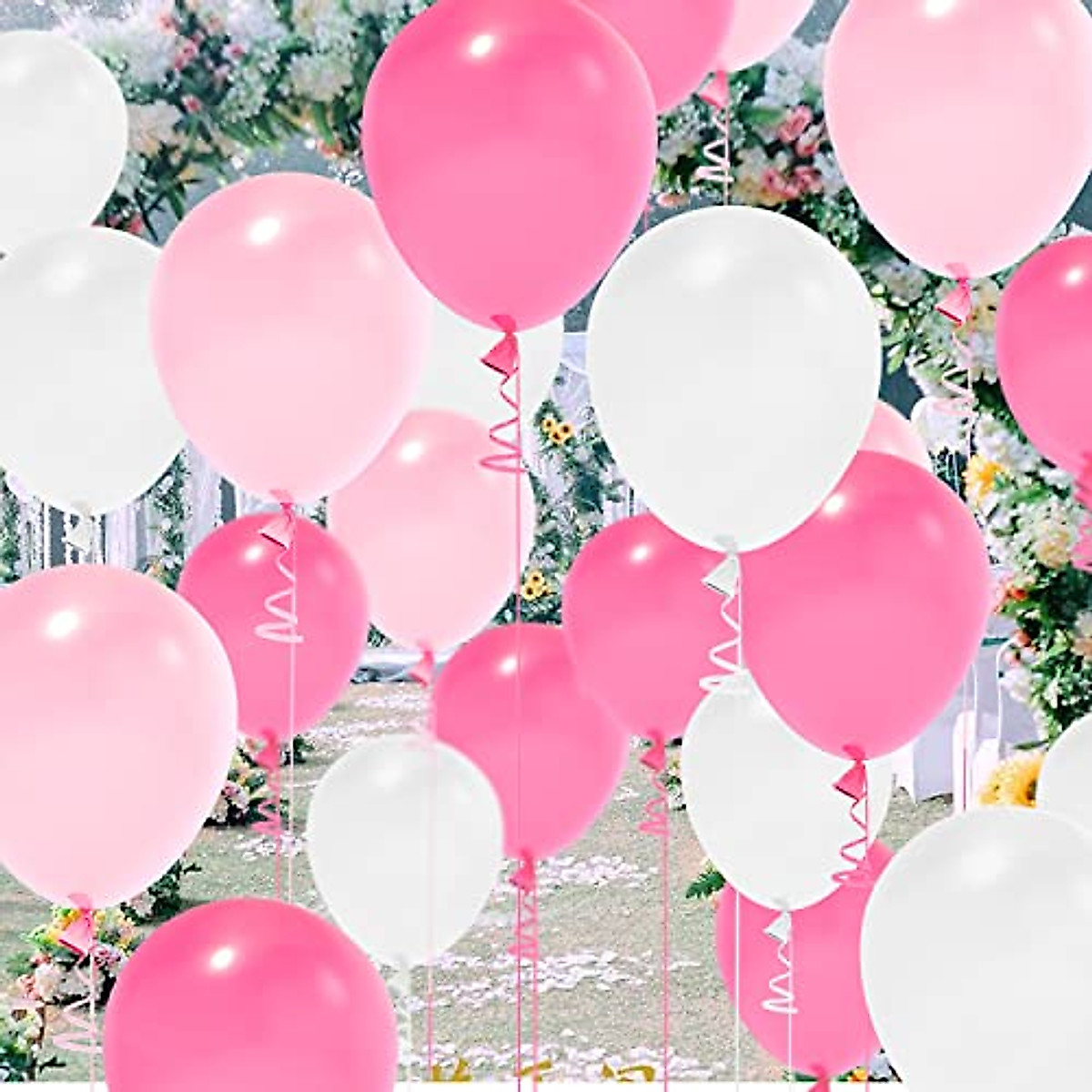 TKEJZu Pink Party Balloons 100 Pcs 12 Inch White and Light Pink and Rose Red Latex Balloons for Valentine’s Day Girls Birthday Party Baby Shower Wedding Engagement Romantic Party Supplies