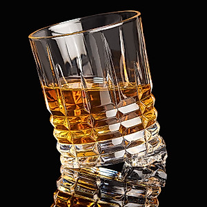 OPAYLY Whiskey Glasses Set of 4, bourbon glass 10 oz Old Fashioned rocks glasses Tumblers for Drinking Bourbon Scotch Whisk Cocktails Rum Cognac Vodka Liquor Cognac Gifts for Men Luxury Box…