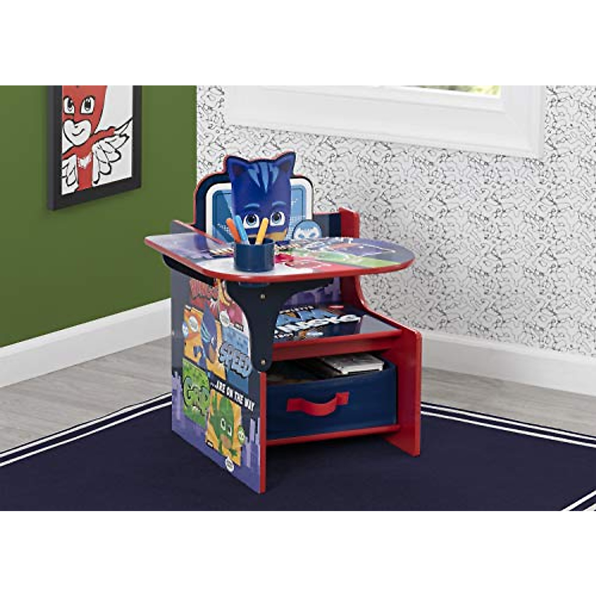 Delta Children Chair Desk with Storage Bin - Ideal for Arts & Crafts, Snack Time, Homeschooling, Homework & More - Greenguard Gold Certified, PJ Masks