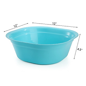 Peohud 6 Pack Plastic Wash Basin, 8 Quart Stackable Camping Wash Basin Tub, Square Vegetable Fruit Wash Pan for Home Kitchen Outdoor Indoor, 12" L x 12" W x 4.5" H