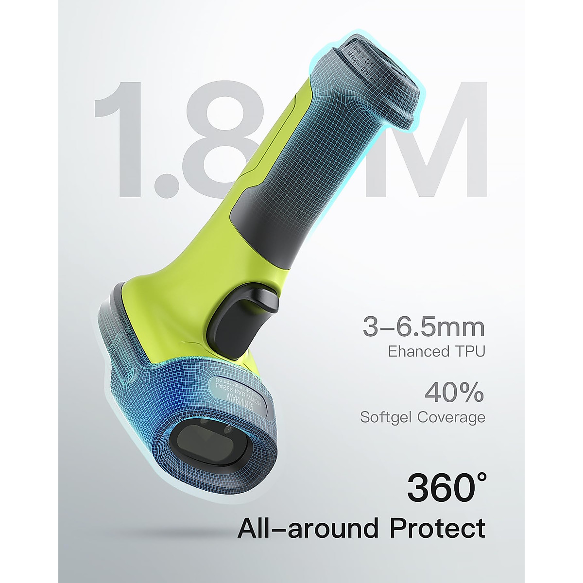 Inateck Barcode Scanner, Wireless Scanner, 1 Charge 180 Days Standby, 35M Range, Automatic Scanning, BCST-60 Green