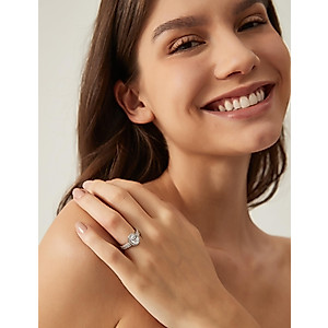 EAMTI 1.5CT 925 Sterling Silver Cubic Zirconia Bridal Rings Sets Oval Cut CZ Engagement Rings Wedding Band For Women Size 7