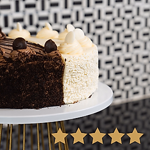 White Cake Stand for Elegant Dessert Table Displays, Easy-to-Clean Round Gold Cake Stand or Cupcake Stand for Weddings, Birthdays & All Party Occasions (10-inch)