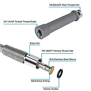 TNROTED 44 Inch Pre Rinse Sprayer Hose with Heat Resistant Handle for Commercial Kitchen Sink Faucet, Stainless Steel Commercial Pre Rinse Kitchen Dish Spray Faucet Hose Replacement Parts